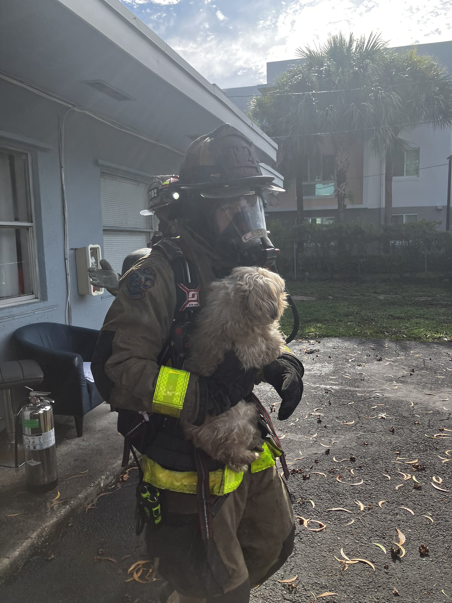 Police officer who helped to rescue dog trapped inside burning ...